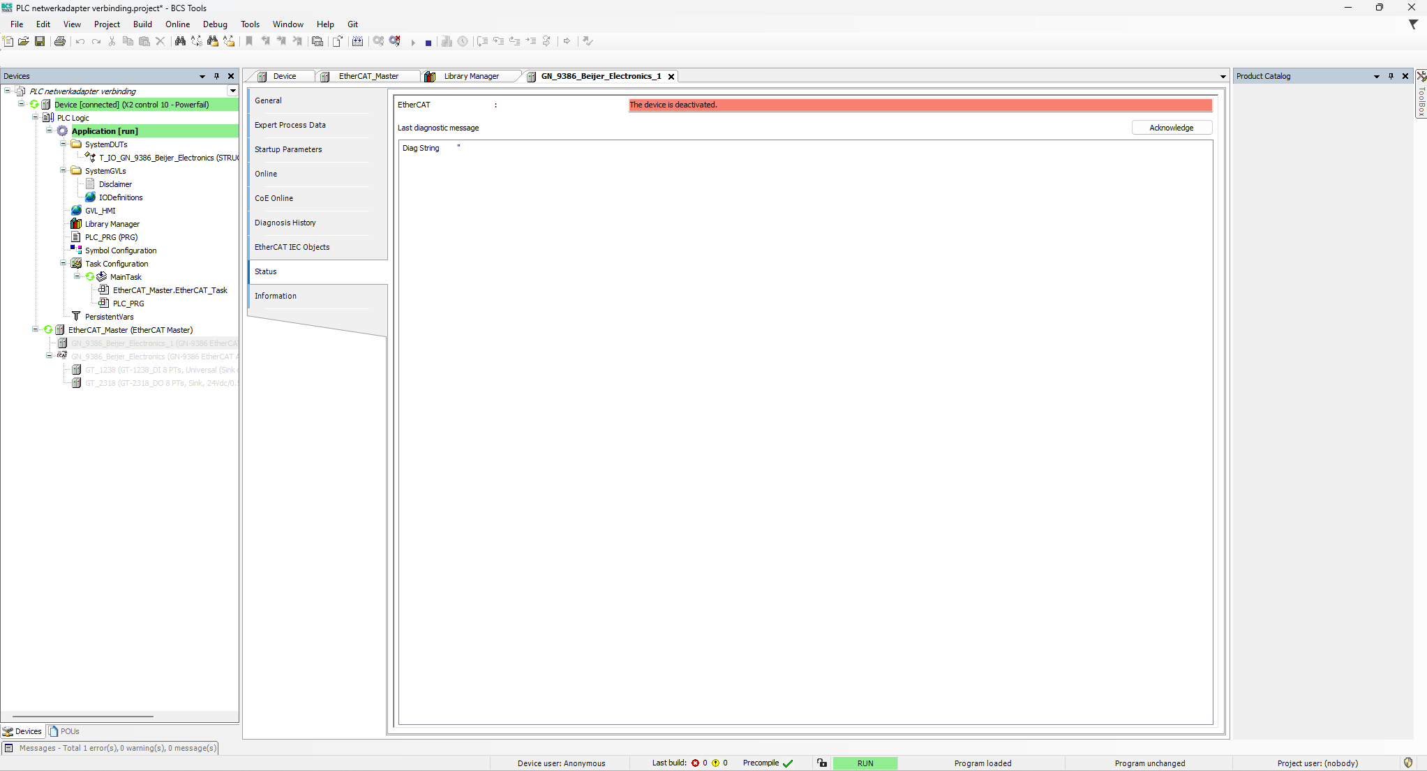 CODESYS Forge - CODESYS Forge / Talk / Engineering 🇬🇧: EtherCAT error: the device is deactivated